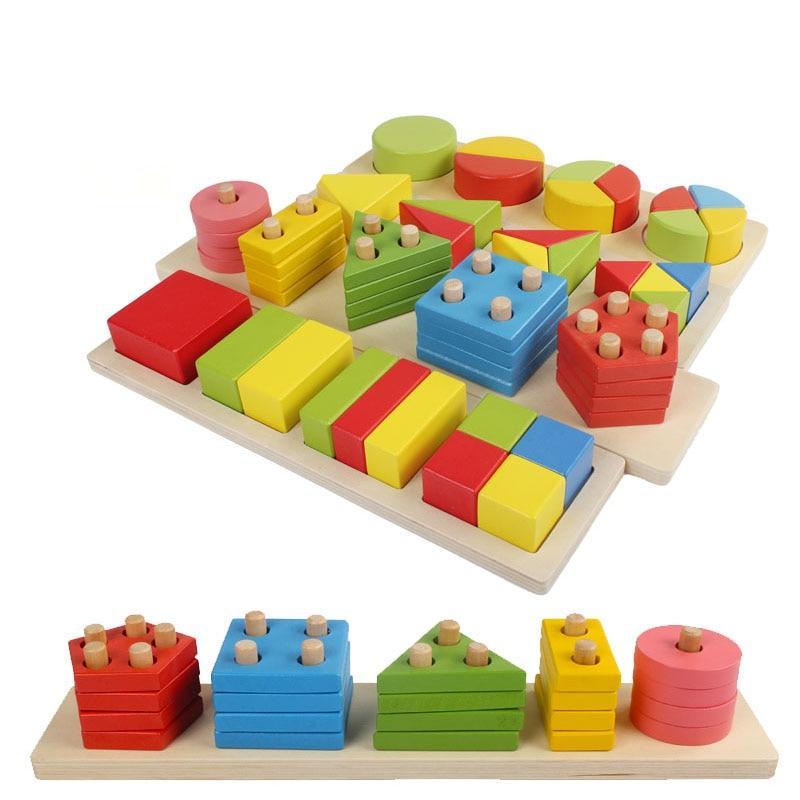 Montessori wooden block Teaching Aids Geometric — eBabyZoom